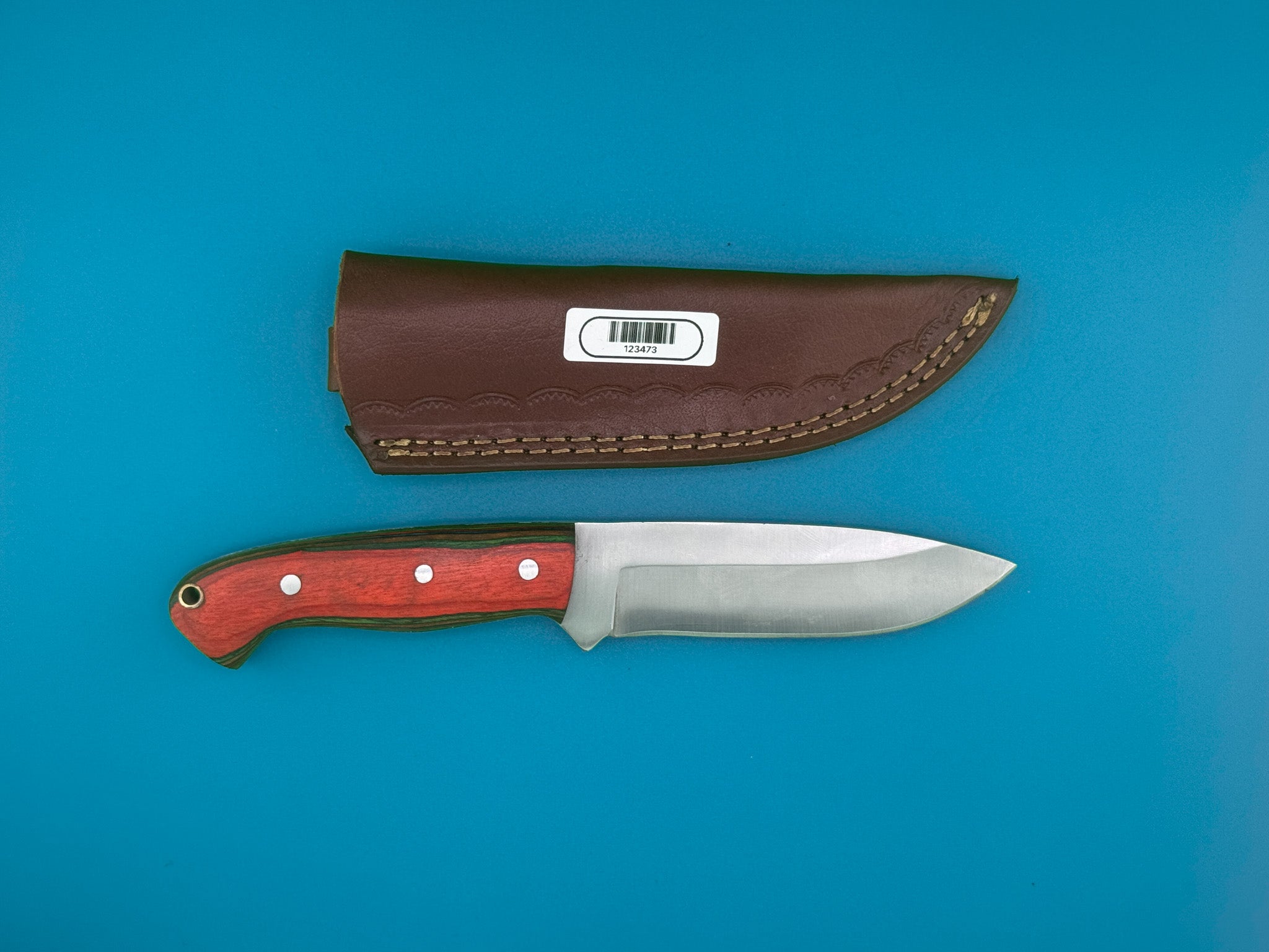 Redwood Ranger Fixed Blade Knife – Curved Wood Handle with Leather She ...